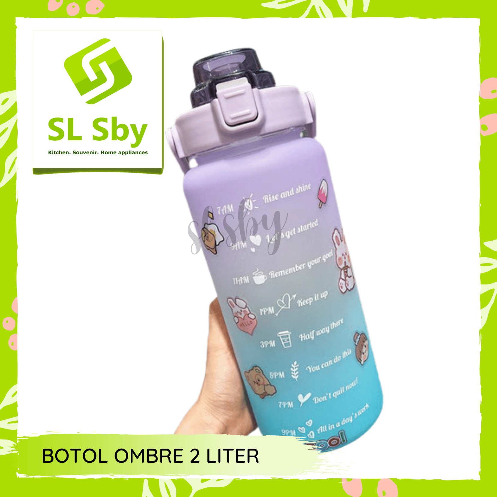 BOTOL MOTIVASI 2 LITER / BOTOL OMBRE 2 LITER | SL Sby