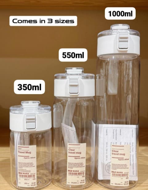 Botol Minum Plastik Transparan 1000 Ml Dengan Tutup Flip Lock Mono Muji ...