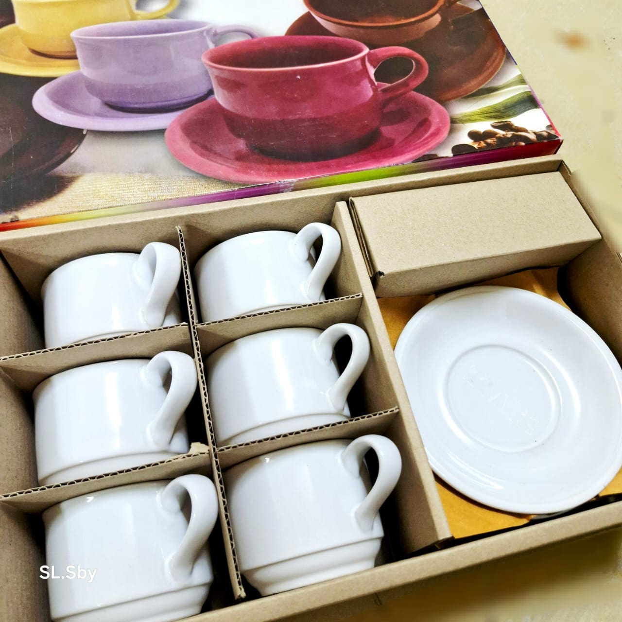 SET CANGKIR KERAMIK POLOS 6 IN 1 DENGAN BOX KEMASAN MENAWAN | SL Sby